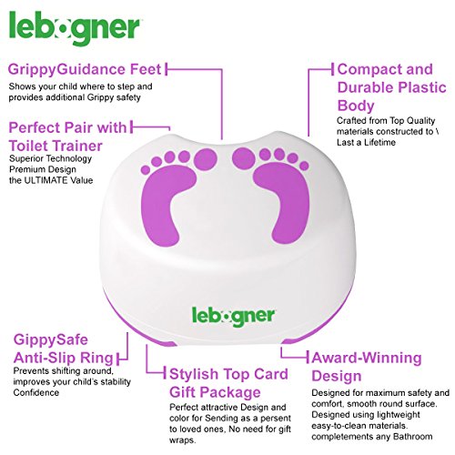 Child Step Stool by Lebogner - Comfortable Anti-Slip Foot Stool Perfect for Toddler Toilet Training Or Kids Bathroom for Brushing Teeth Or Washing Hands, Purple Stepping Stool for Boys and Girls