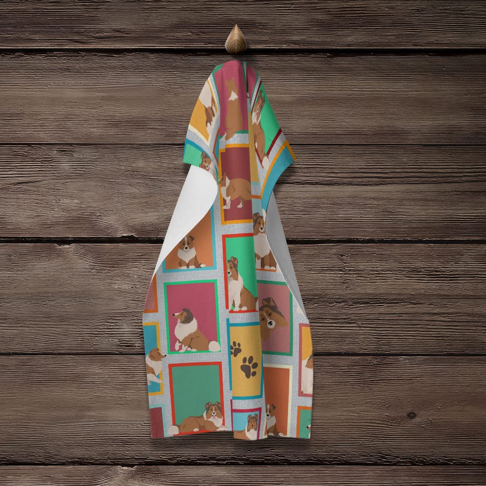 Caroline's Treasures MLM1121KTWL Lots of Sheltie Kitchen Towel Dish Cloths Guest Hand Towel Decorative Bathroom Towel for Face,Tea, Dishcloth, Kitchen and Bath