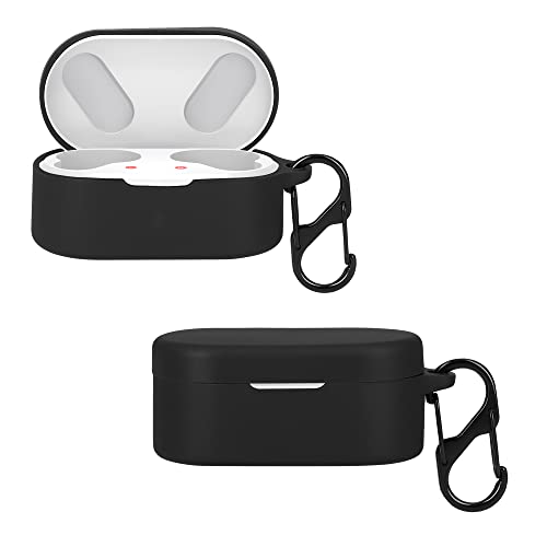 kwmobile Silicone Cover Compatible with OnePlus Nord Buds - Case Cover Stick-On Skin with Clip - Black