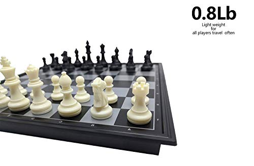 LEAP 9.8" Magnetic Chess Set Foldable Portable Game Board for Adult Travel set with 2 queens