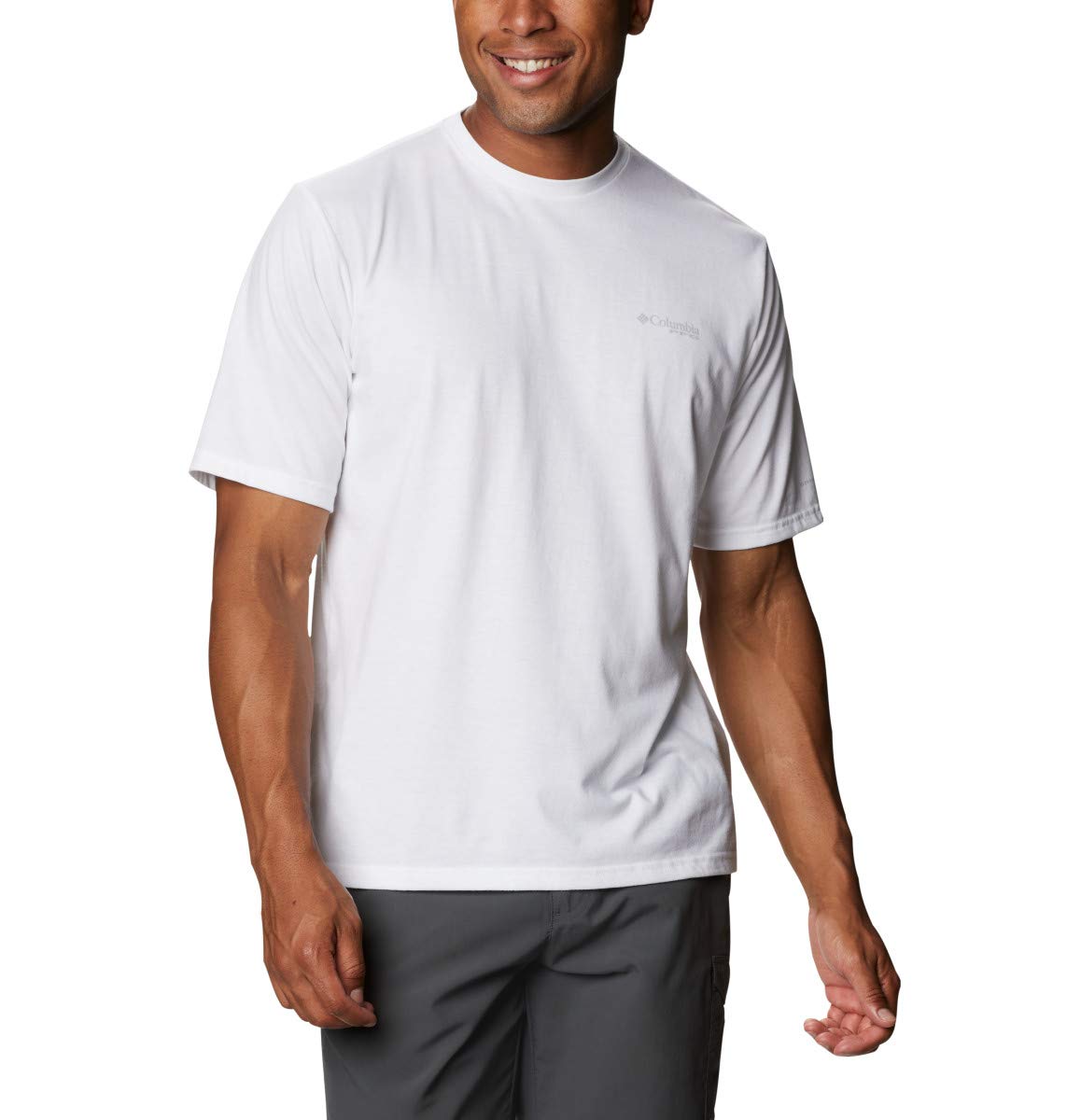 Columbia Men's PFG Fish Flag Graphic Short Sleeve, Black/Graphite/City Grey, Small