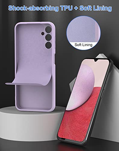 Foluu Silicone Case for Samsung Galaxy A14 5G, Liquid Gel Rubber Bumper Case with Soft Microfiber Lining Cushion Slim Hard Shell Shockproof Protective Cover for Galaxy A14 5G 2023 (Purple)