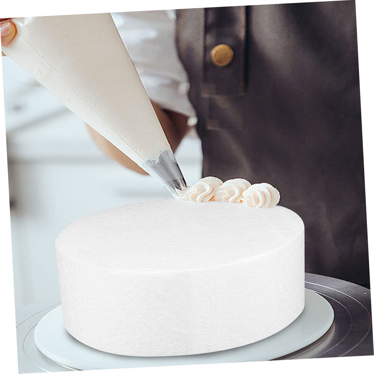 Ciieeo 5pcs Foam Disc Polystyrene Cake Dummies Foam Cake Model Foams Cake Tray Arts and Crafts for Kids Cake Making Training Supplies Foam Decorative Items Manual White Child