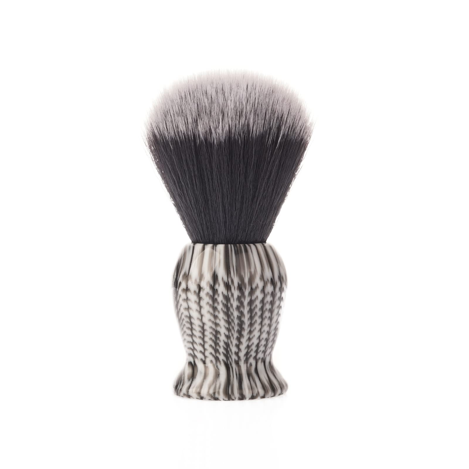 CSB Handmade Tuxedo Synthetic Nylon Hair Knot Shaving Brush with Stylish Stripe Pattern Resin Handle - Vegan Shave Brushes for Men