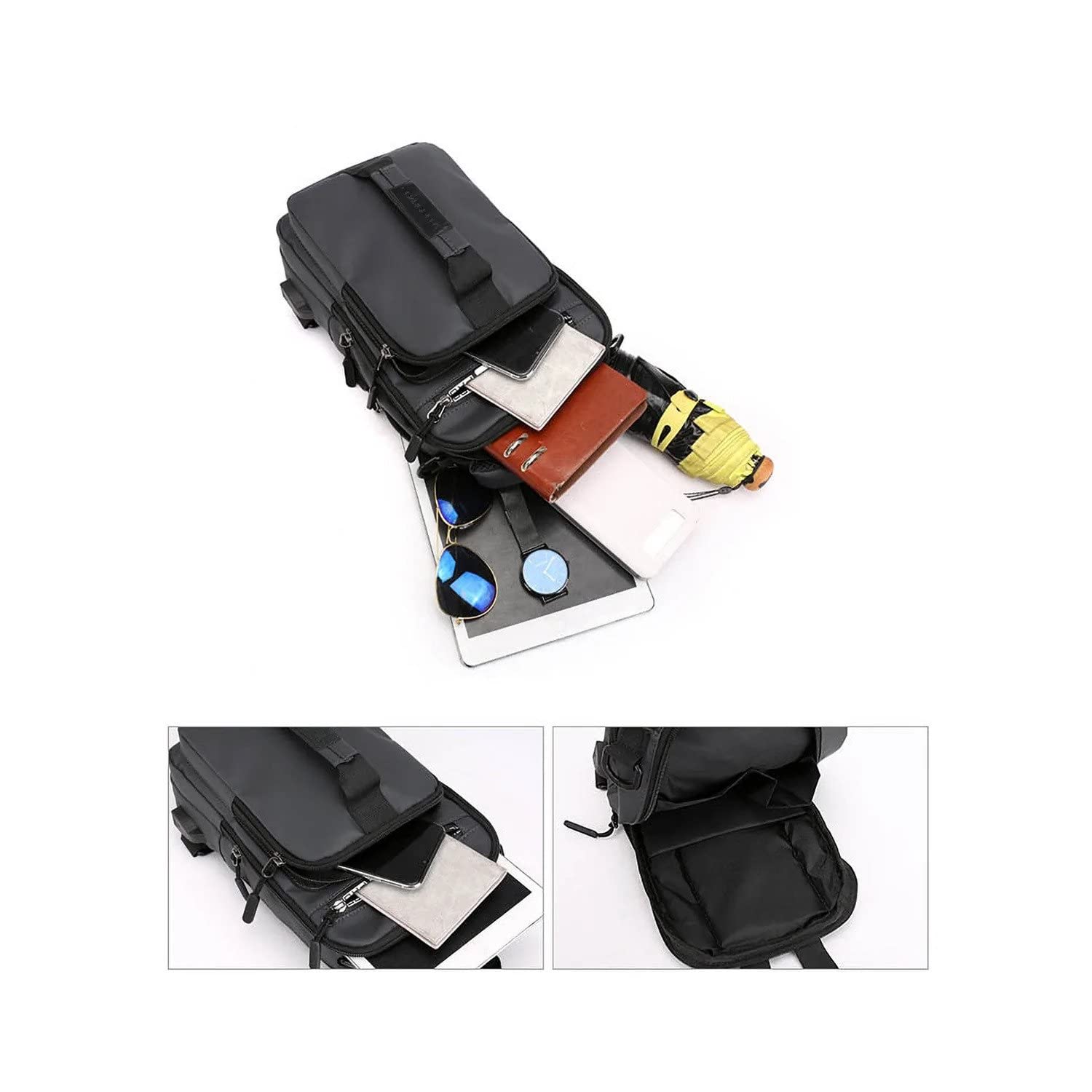 CHARGELLA Sling Bag for Men & Women Waterproof Shoulder Daypack Crossbody Backpack for Travel Hiking with USB Charging Port (Gray)