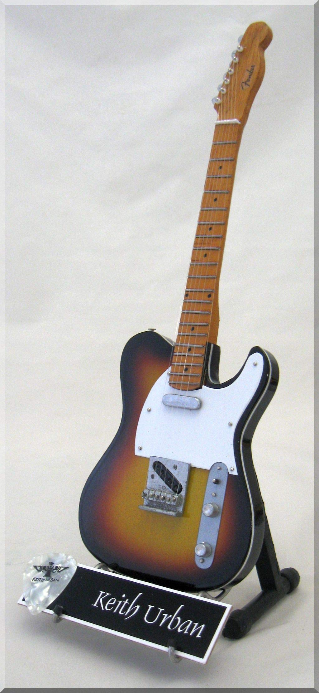 Miniature Guitar Replica Telecaster Sunburst with Guitar Pick