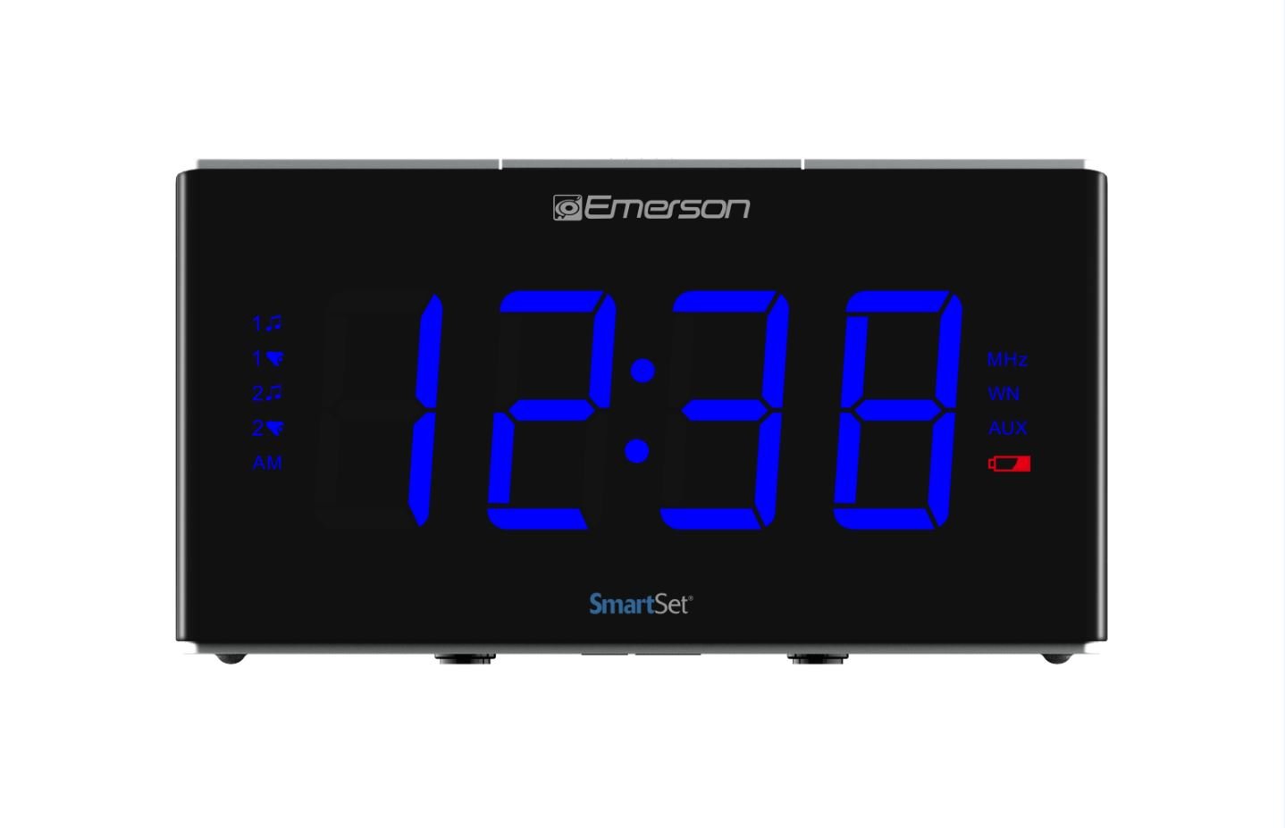 Emerson Smartset Sound Therapy Alarm Clock Radio with White Noise/Nature Sounds 1.8" LED Display Black/Blue, ER100105WB