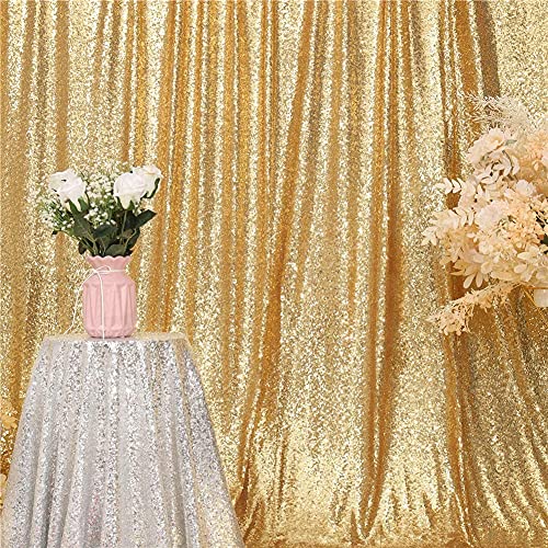 Eternal Beauty Sequin Backdrop 10x10, Glitter Photo Backdrop Curtain for Wedding Birthday Baby Shower Event Decor (Gold-10x10 Ft)