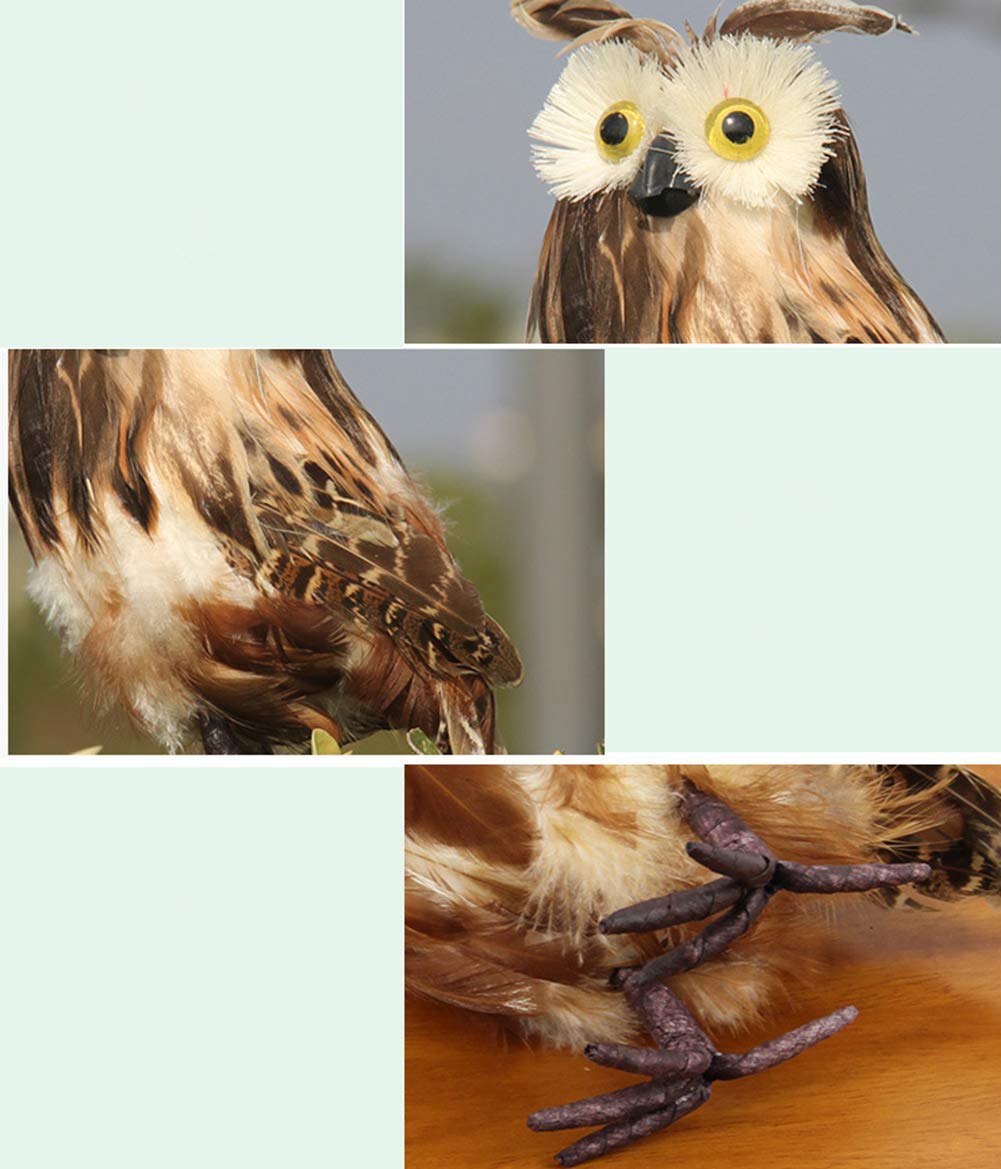 LWINGFLYER Realistic Brown Feathered Owl Artificial Furry Owl Foam Bird Ornaments for Party Decoration Wreath Crafts Tree Topper Christmas Ornaments 16cm/6.2inch
