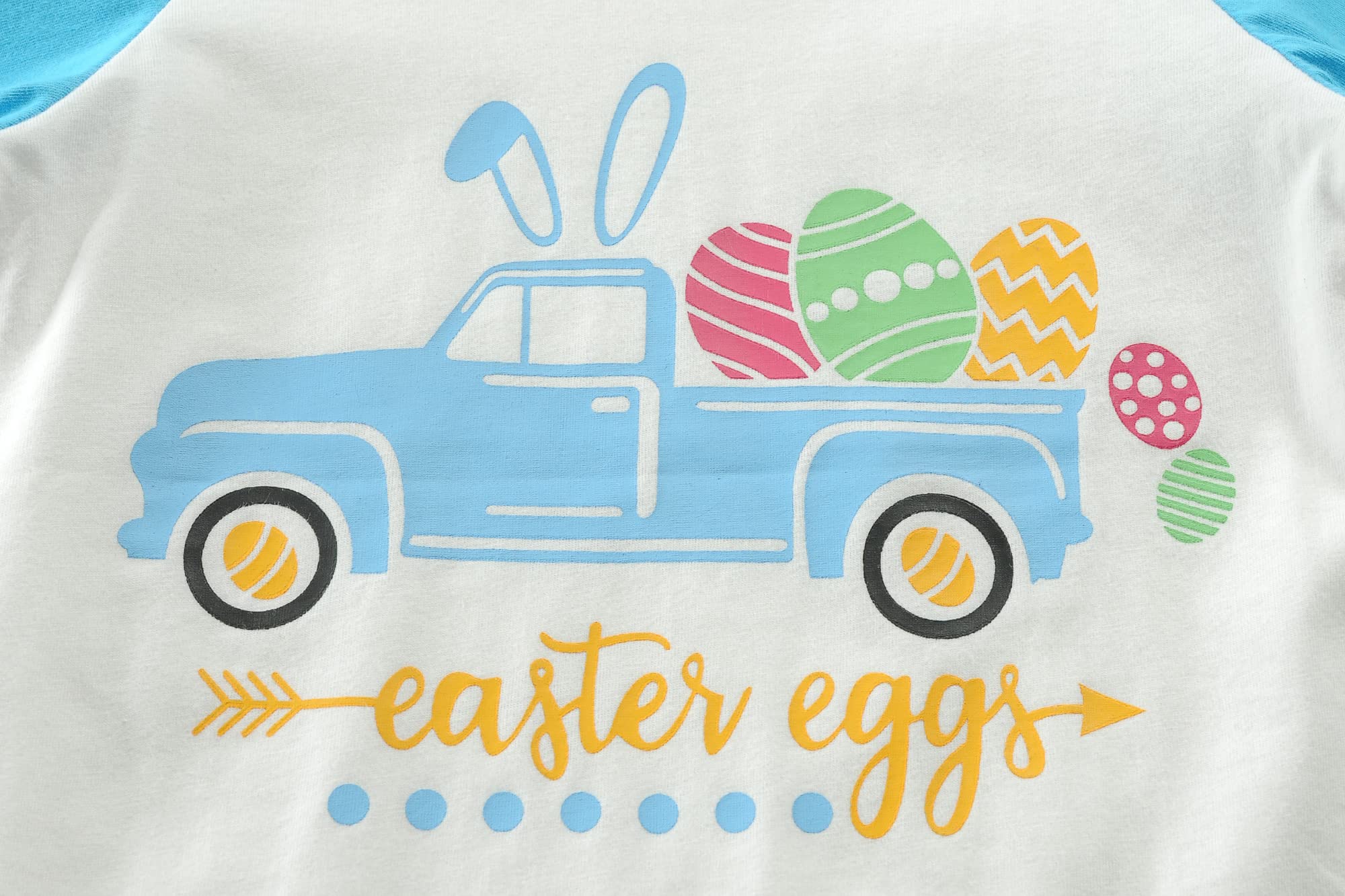 Easter Bunny Shirt for Toddler Boys Egg Hunt Truck T Shirt Short Sleeve Raglan Tops Kids Rabbit Easter Day Tees Size 3T