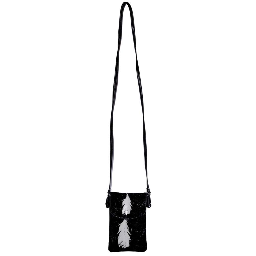 MAPOLO Feather Black And White Women Small Crossbody Bag Cell Phone Purse Wallet for Women Girls