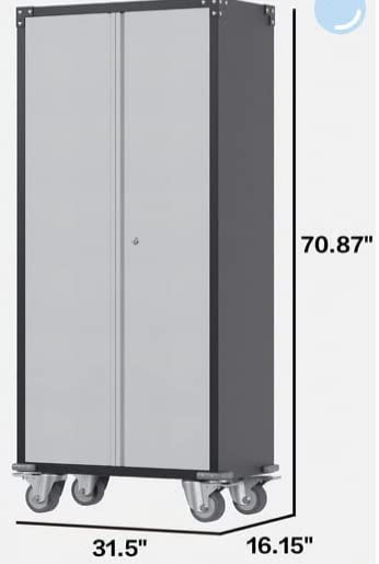 Garage Metal Storage Cabinet with Wheel for Home Garage/Adjustable Shelves, Lockable, Stiffener and Bumpers Design, Six Cabinetsā¦