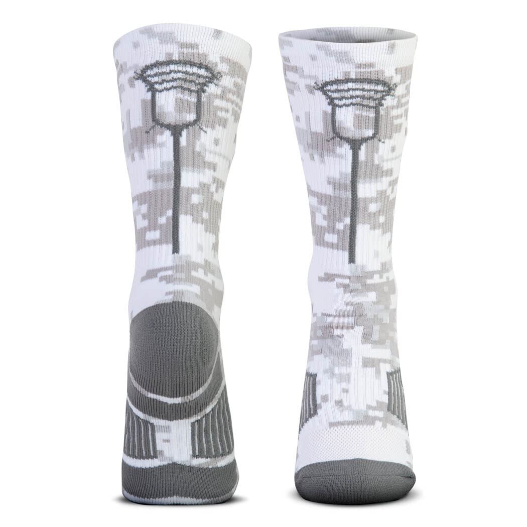 ChalkTalkSPORTS Lacrosse Woven Mid-Calf Socks | Lax Stick Head | Digital Camo