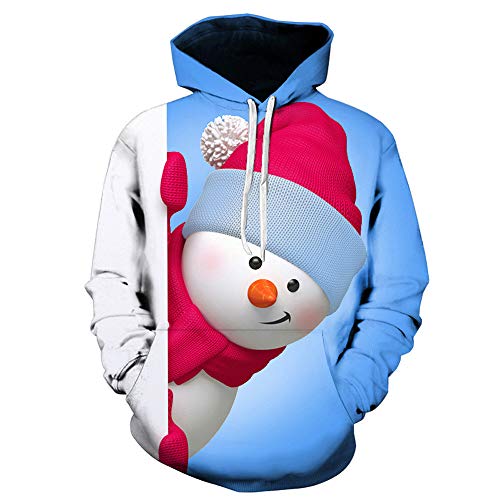 Thenlian Unisex 3D Printed Realistic Pullover Long Sleeve Funny Hooded Sweatshirt Tops Blouse Hooded Sweater(XXXL, Blue 1)