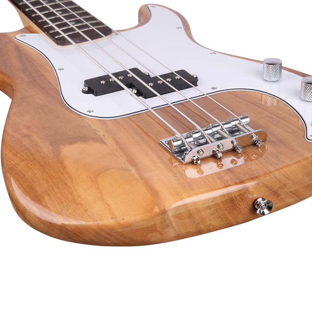 Lykos Fashion White Full Size 4-String Electric Bass Guitar Burning Fire Style (Burly Wood)