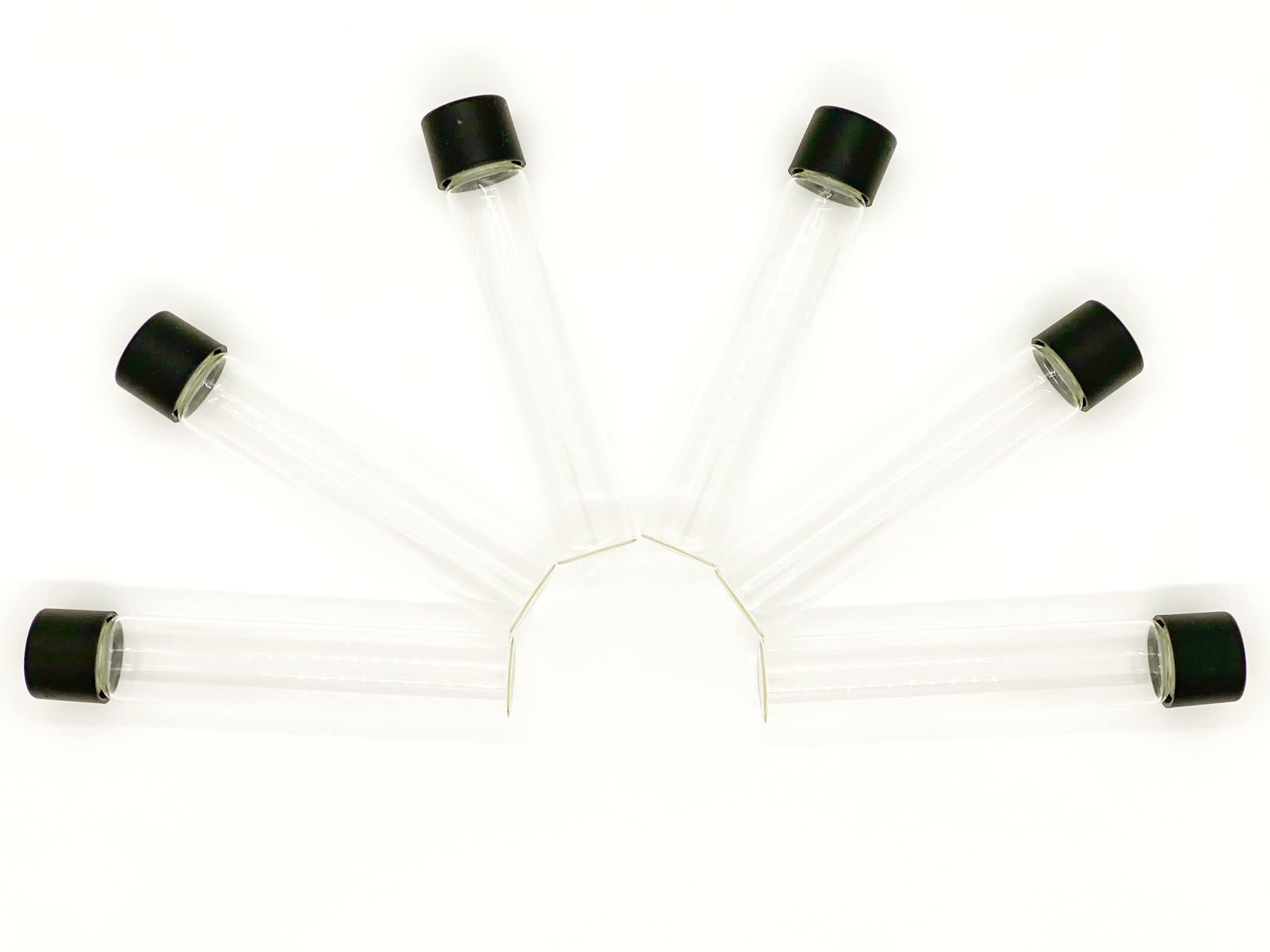 Glass Preroll Vials with Child Resistant Cap - 120mm Glass Tube (6, Black)