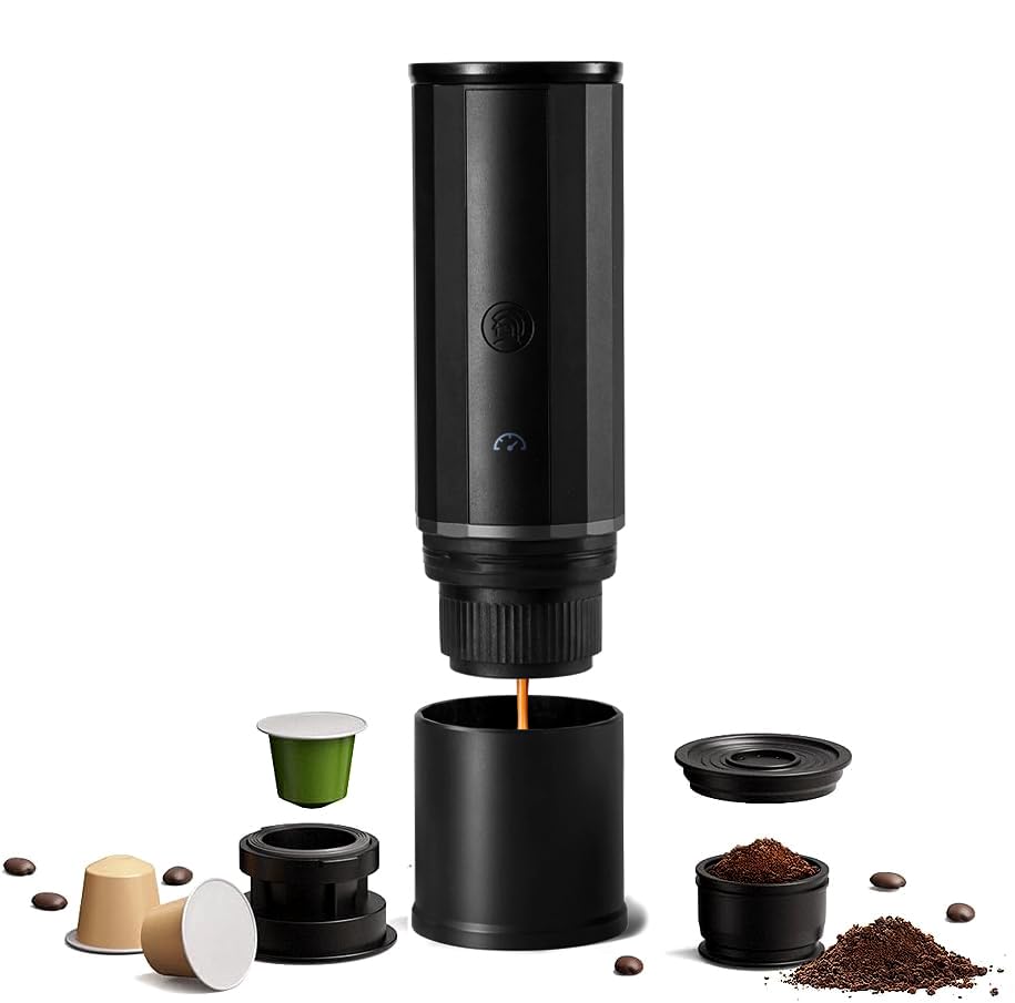 Electric Portable Espresso Machine, 15 Bar Mini Coffee Maker, One Button Start, USB-C & Car Charger, Lightweight Espresso Maker for Camping, Office,Travel, RV, Hiking, Office(Capsules not Included)