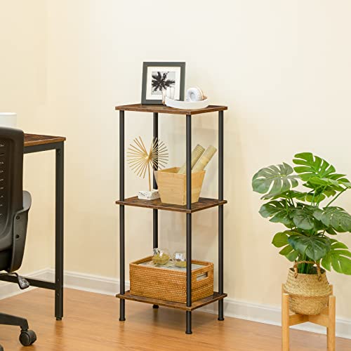 HOOBRO End Tables Set of 2, Nightstand with 2-Layer Storage Shelves, Side Table for Small Spaces, Living Room, Entryway, Industrial Style, Stable Frame, Easy Assembly, Rustic Brown BF09BZP201