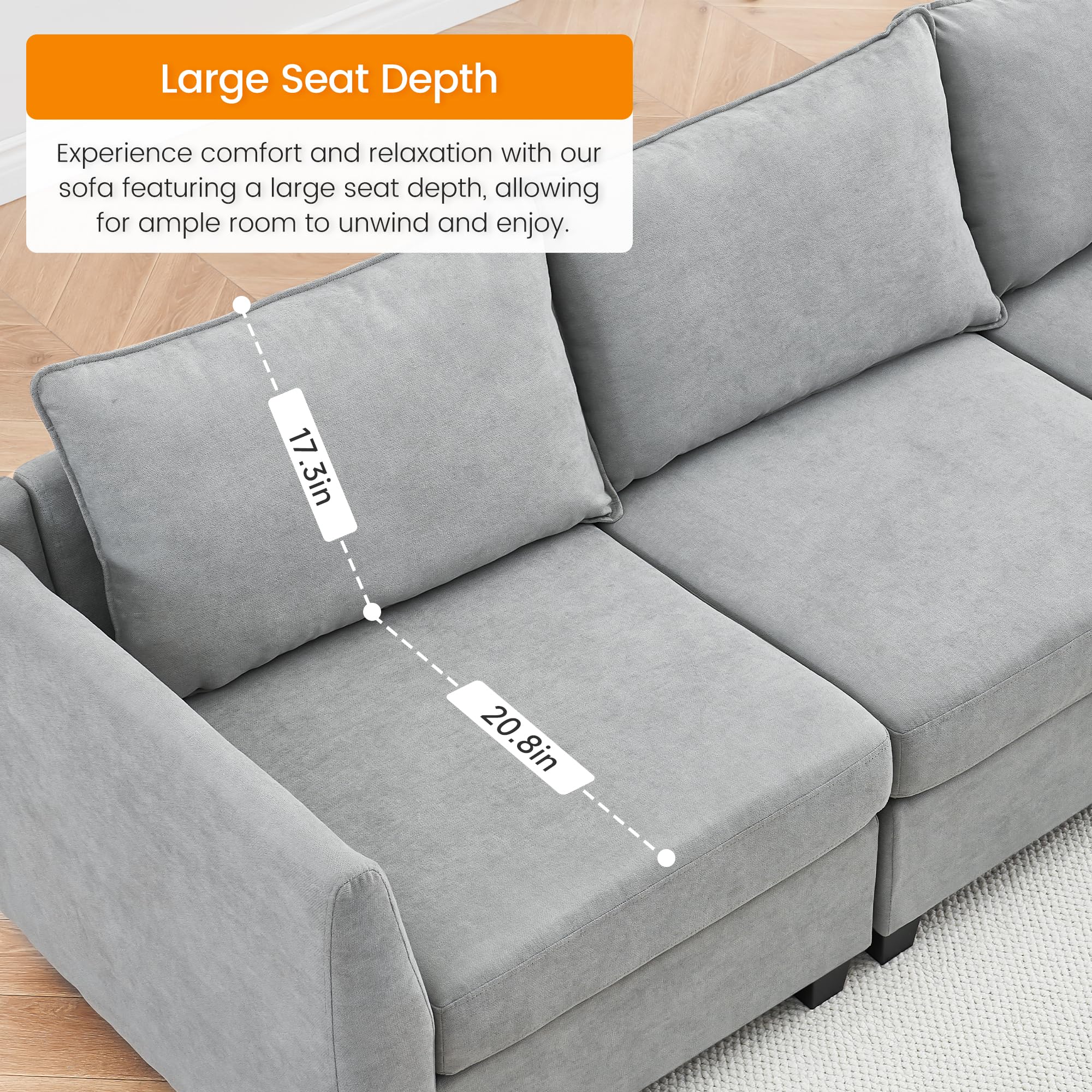 GAOMON 163'' Sectional Sofa with Storage Seats,9 Seat Convertible U Shaped Sofa with Large Reversible Chaise, Linen Fabric Modular Sofa Sectional Couches with Ottomans for Living Room,Grey