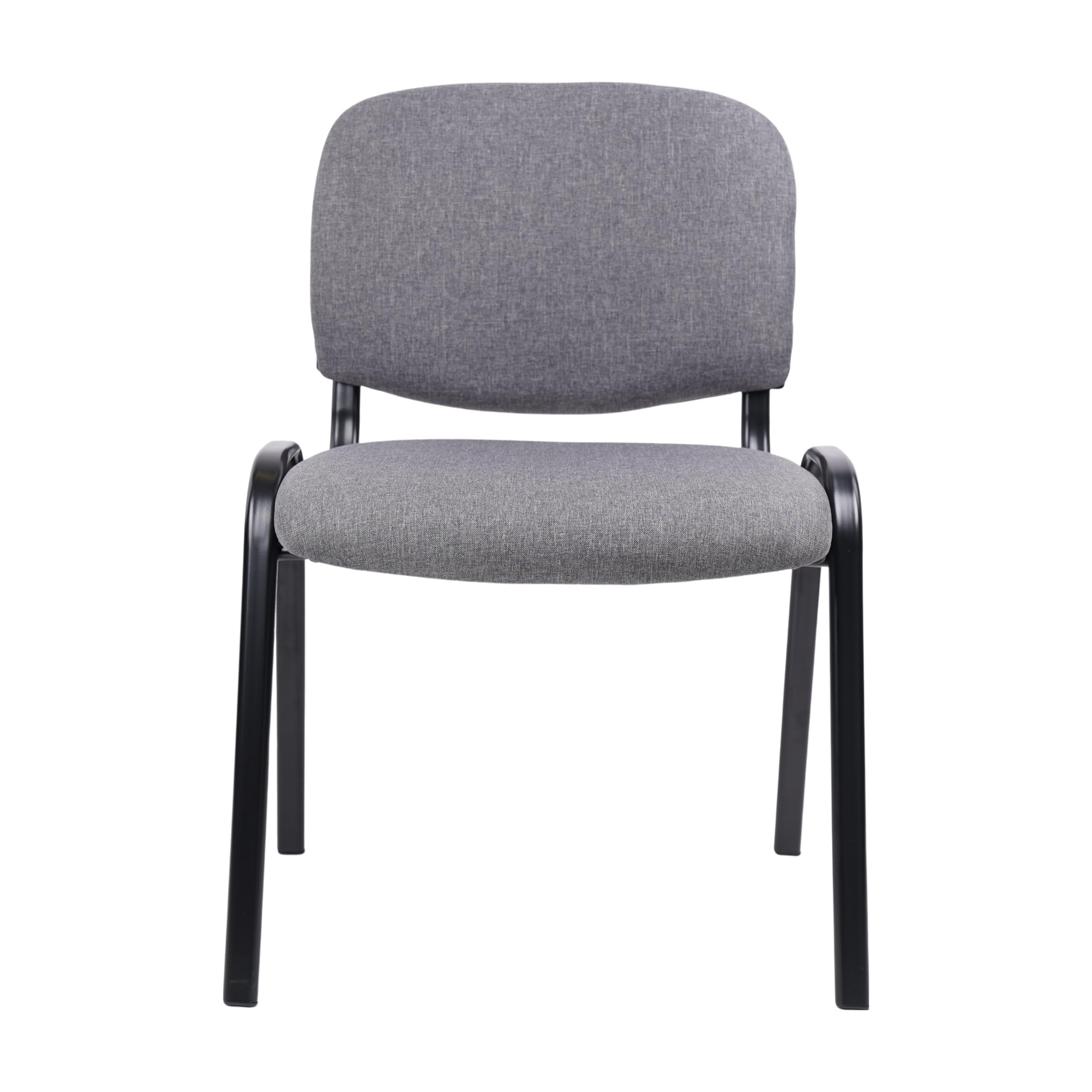 CLATINA Set of 5 Pack Waiting Room Chairs Fabric Grey Stackable Chairs Metal Frame with Thickened Seat Back Cushion for Waiting Conference Room Guest Chairs