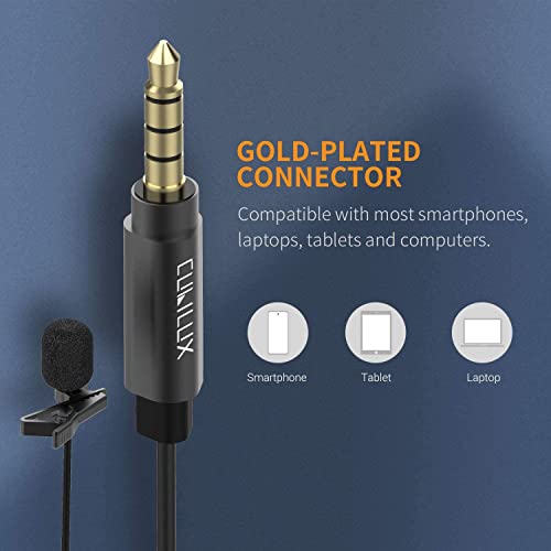 Cubilux Lightning Recording Kit, Lightning to Microphone & Headphone Splitter Bundled with 3.5mm TRRS Unidirectional Lavalier MIC Compatible with iPad, iPad Air/Mini, iPhone 14 Pro Max 14 Plus/13/12