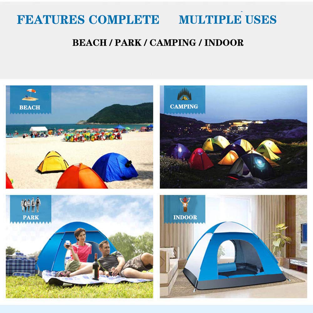 Camping Tent 1/2/3/4 Person Outdoor Tent Easy Pop Up Quick Setup Double Layer Beach Tent Waterproof Windproof Anti-UV