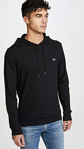 Lacoste mens Long Sleeve Hooded Jersey Cotton T-shirt Hoodie T Shirt, Black, Large US