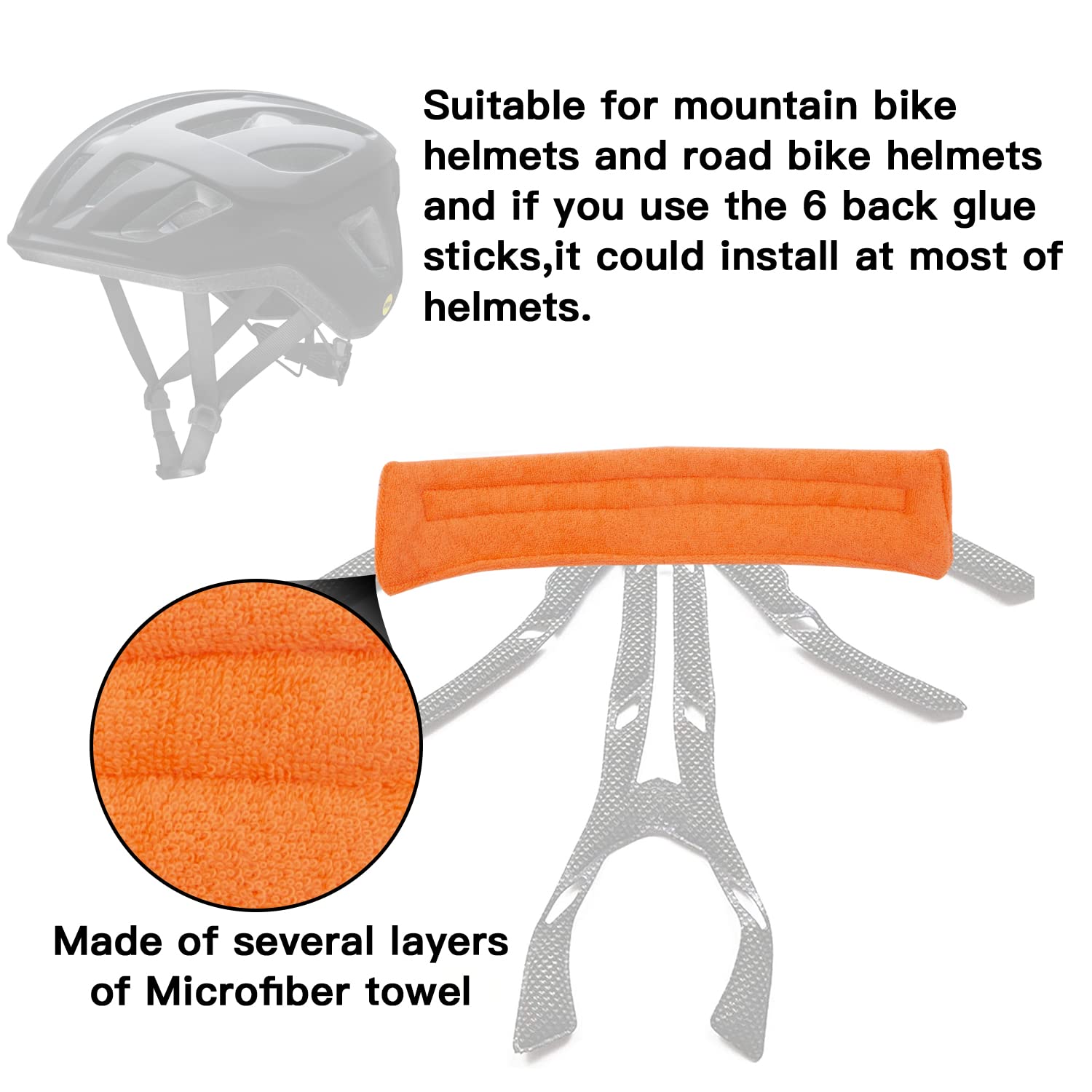 Chuanke Bike Helmet Cooler Sweatband Microfiber Polyester Suitable Mountain and Road Bike Helmet Quick Drying Towel(2 Pack)