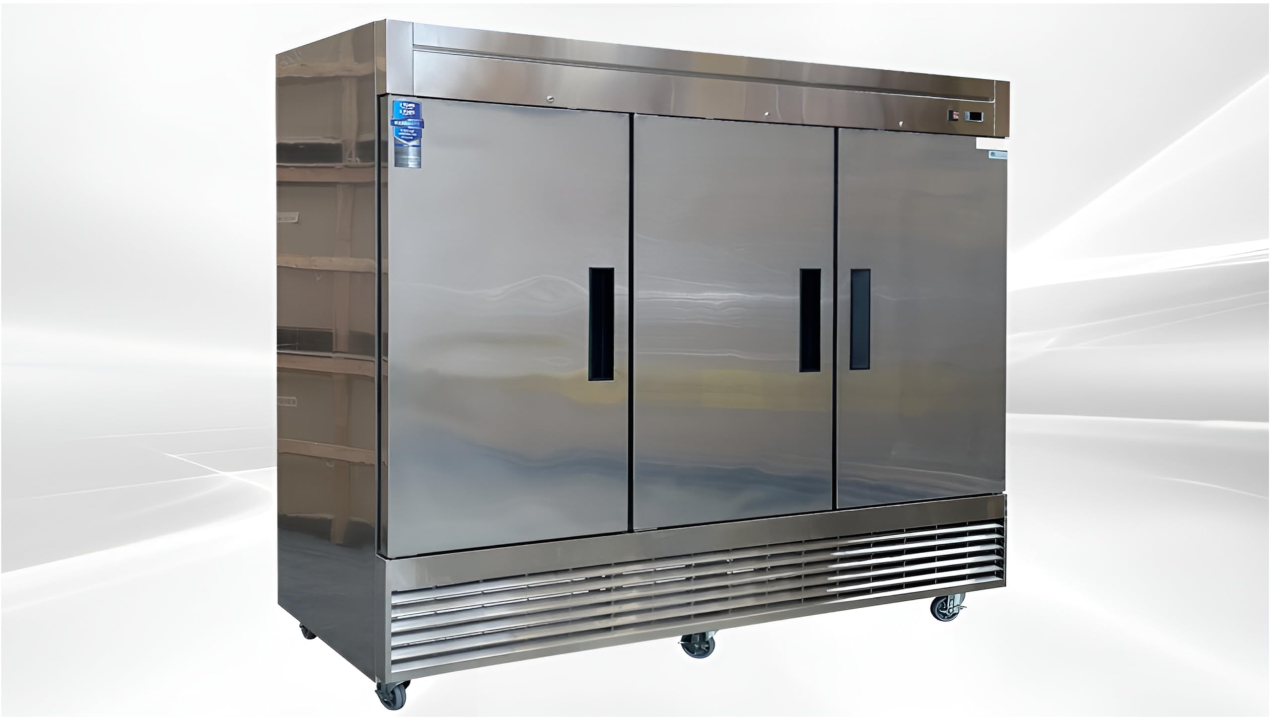 Elite Kitchen Supply Commercial Reach In Refrigerator, ETL NSF 3 Door Fridge Cooler Merchandiser, 83" W 64 cu.ft. Stainless Steel Interior