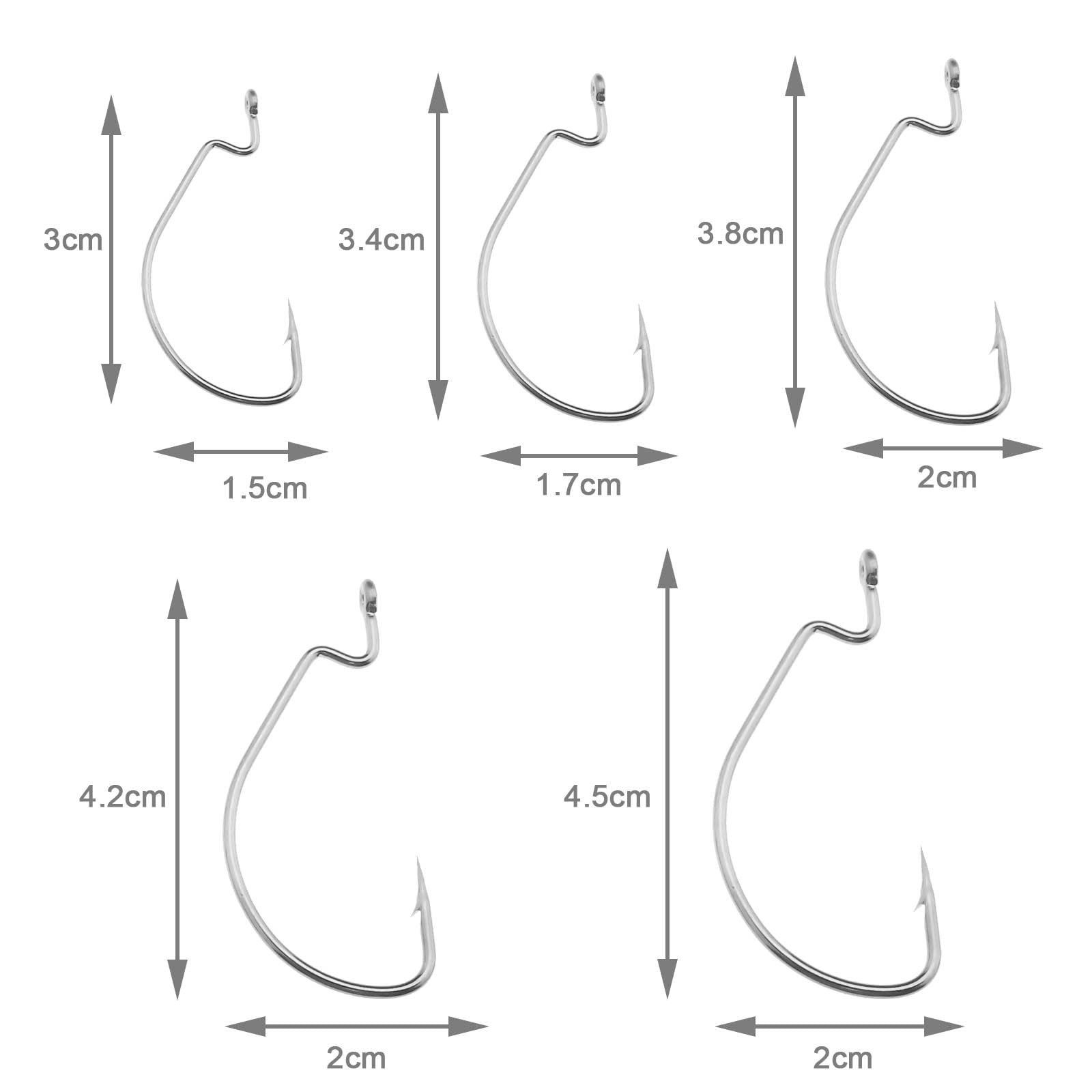 Create idea 50PCS Barbed Fishing Hooks Up-Turned Octopus Hooks Baitholder Hooks Fishing Tackle Hooks for Freshwater Saltwater 5 Sizes 2# 1# 1/0# 2/0# 3/0# 10PCS Each Size