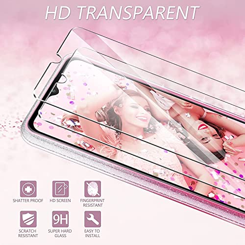KSWOUS for Galaxy A03S Phone Case with Screen Protector [2 Pack], Glitter Sparkly Bling Pink Protective Cover with Kickstand for Women Girls Slim Shockproof Case for Samsung A03S Case (Pink)
