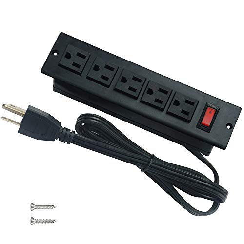 Desk Outlets Recessed Power Strip Without USB Ports Mountable Power Strip Under Desk Power Charging Station with 5AC Outlets Black