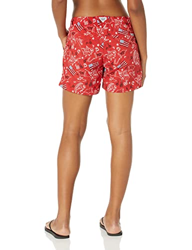 Columbia Women's W Super Backcast Water Short, Red Spark Fish Flag Print, Large x 5
