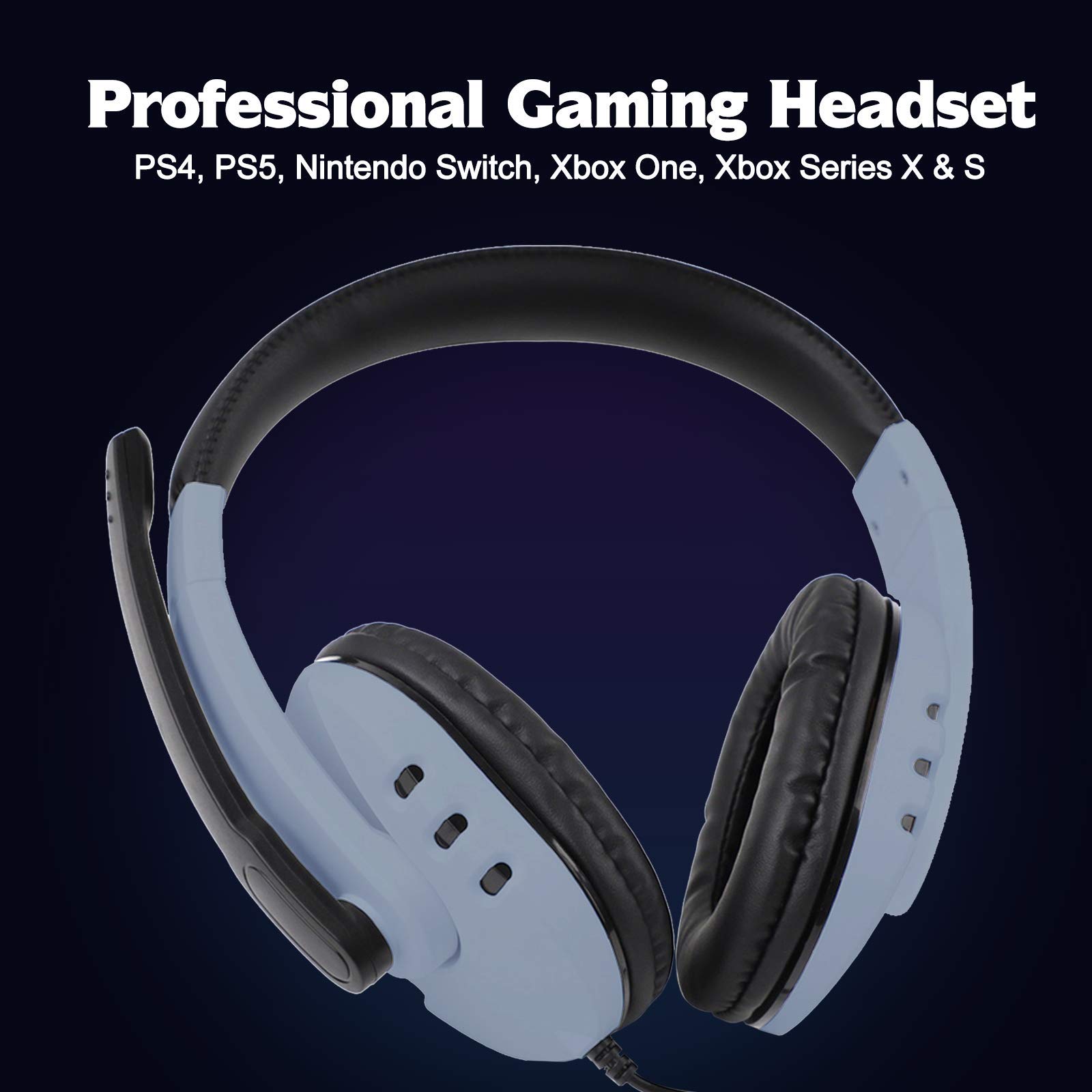BEJOY Gaming Headset for PS5, Over-Ear Headphones with Mic, Bass Surround, Soft Memory Earmuffs, Compatible with PS5, Xbox One, PS4, Switch, PC (White)