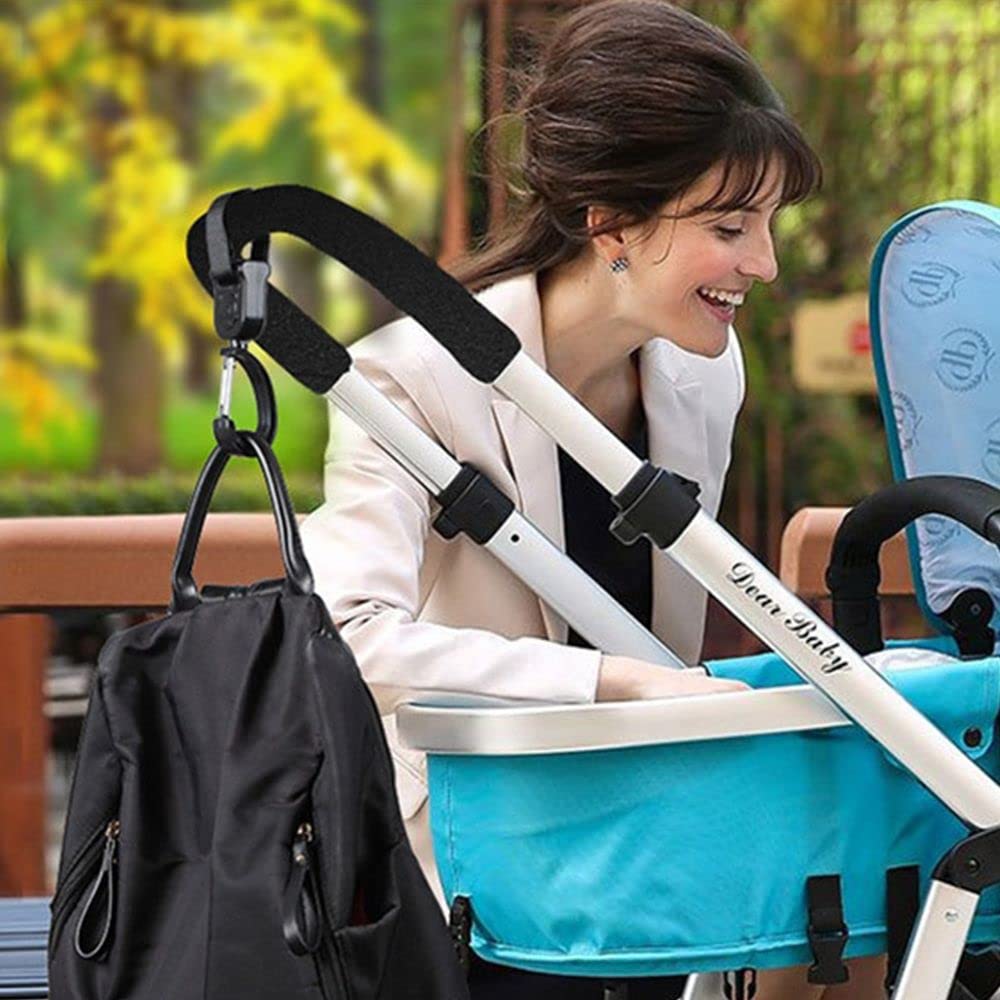 CHDHALTD 2Pcs/Set Baby Pram Hooks, 360 Degree Stroller Carriage Storage Bag Hooks, for Universal Hanger Stroller Accessories, Diaper Bag, Shopping Bag,Backpack(Black)