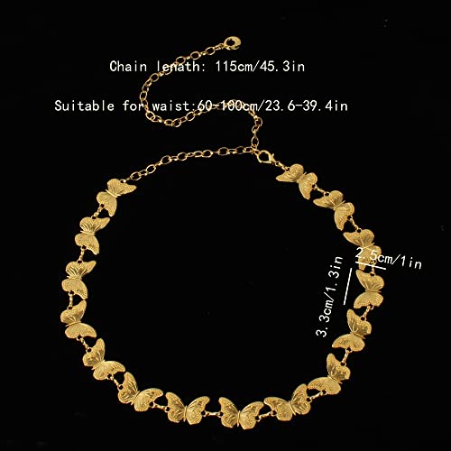 Felite Fnn Women Butterfly Skinny Waist Belt Dress Blouse Chain
