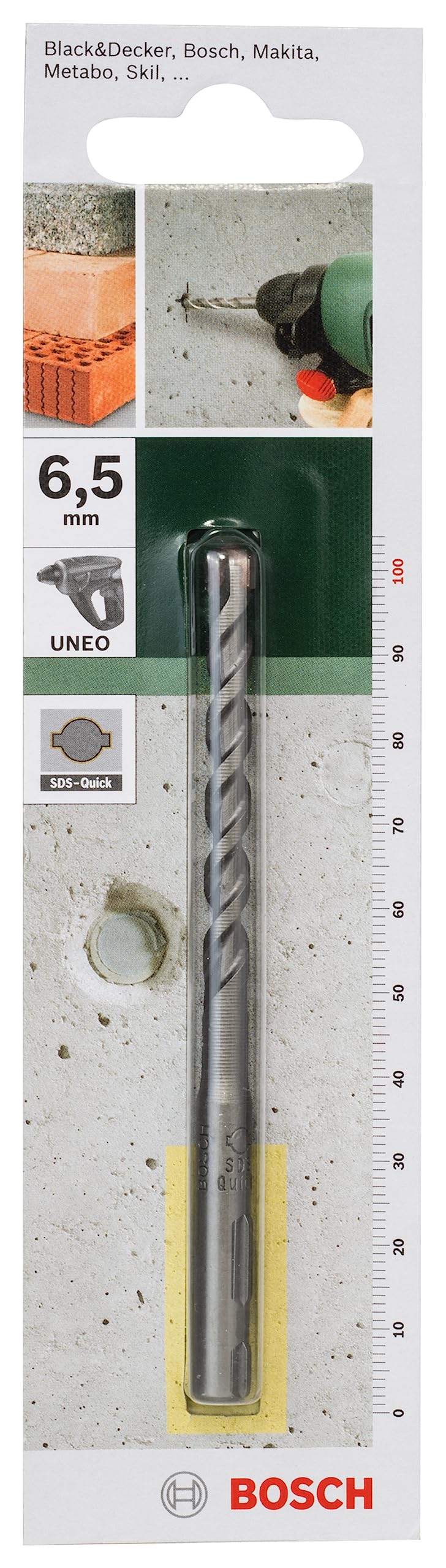 Bosch 2609256904 Concrete Drill Bit SDS-Quick 6, 5mmx55mmx3.94In