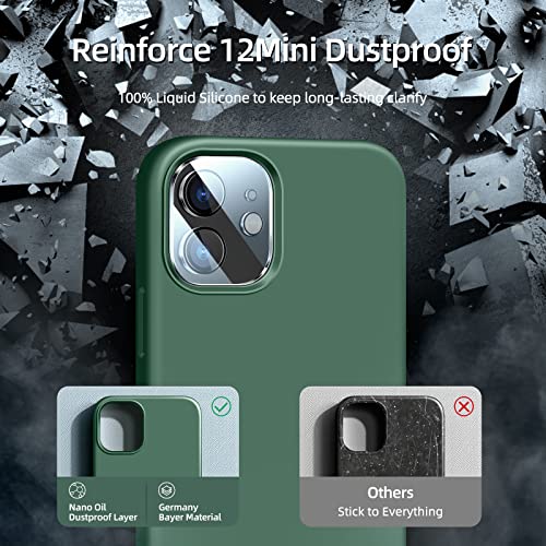 JTWIE [5 in 1 Compatible with iPhone 12 Mini Case,Shockproof Silicone Case with [2 Screen Protectors and 2 Camera Protectors] for iPhone 12 Mini 5.4 Inch Green……