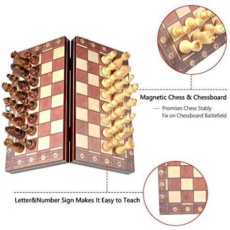 Checkers Set 3 in 1 International Set Magnetic Wooden International Set Folding Chessboard Games Game