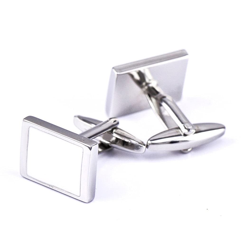 Cufflinks for Men's French Shirt Cufflinks Enamel Metal Cufflinks Cuff Buttons Oxidation Durable (Color : Silver, Size : As Shown) (Silver As Shown)
