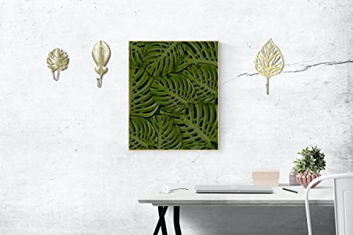 KUMGROT 6pcs Wall Hooks Decorative Gold Wall Mounted Coat Hook Leaf Key Holder Fun Plant Wall Hooks for Hanging Hat Coat Towel Scarf Bag Style A