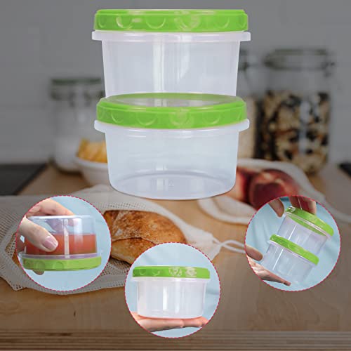 Jucaifu 8 Ounce reuseable small plastic freezer storage container jars with screw lid for food snacks lunch(16Pcs, Green)