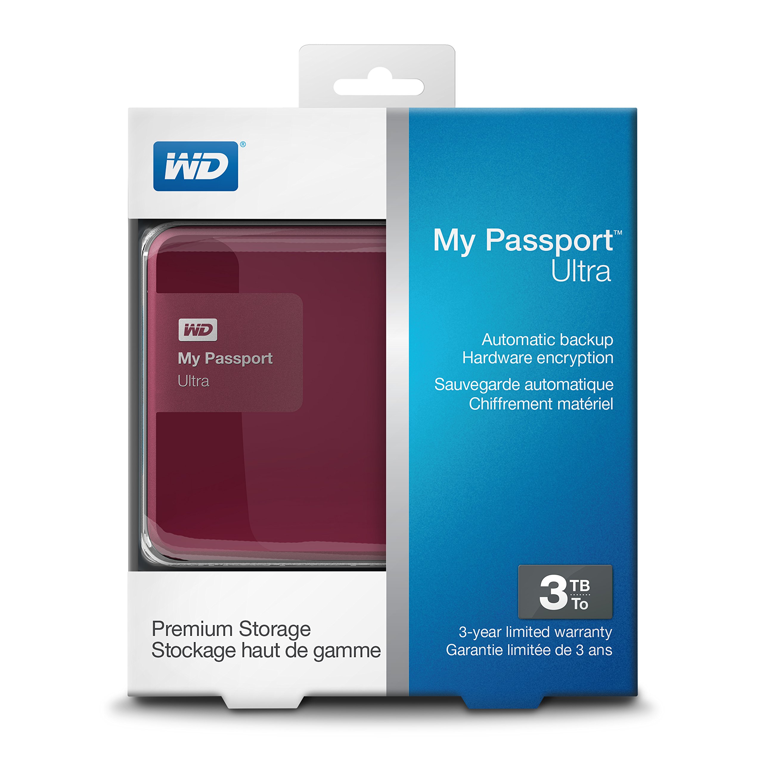 WD 3TB Berry My Passport Ultra Portable External Hard Drive - USB 3.0 - WDBBKD0030BBY-NESN