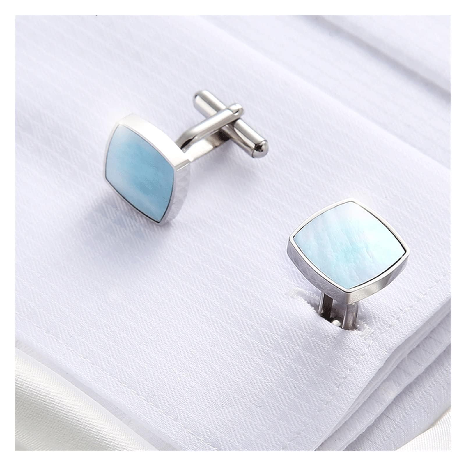 Cufflinks Natural Shell Blue Butterfly Shell Men's Gift Box Shirt Cuff Nail Shirt Suit Cufflinks (Color : A, Size : One Size) (A One Size)