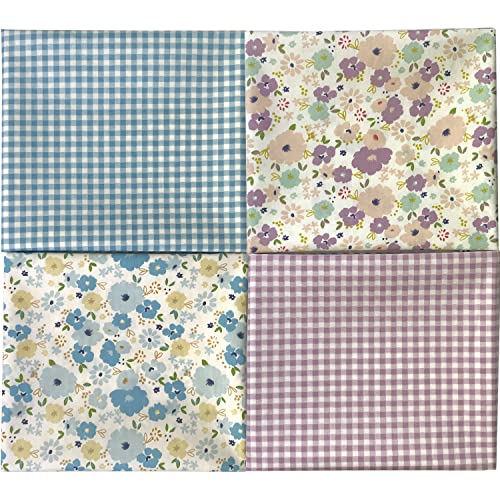 levylisa 8 Pieces 18" x 22" (46cm x 56cm) Cotton 100% Floral Printed Sewing Supplies Fabric for Quilting Patchwork, DIY Craft, Scrapbooking Cloth