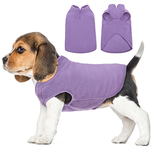 FUAMEY Dog Fleece Vest,Warm Sweatshirt Puppy Stretchy Sweater Pullover Dog Turtleneck Coat Dog Winter Jacket with Leash Hole,Doggie Dachshund Sweaters Yorkie Clothes for Small Medium Dogs