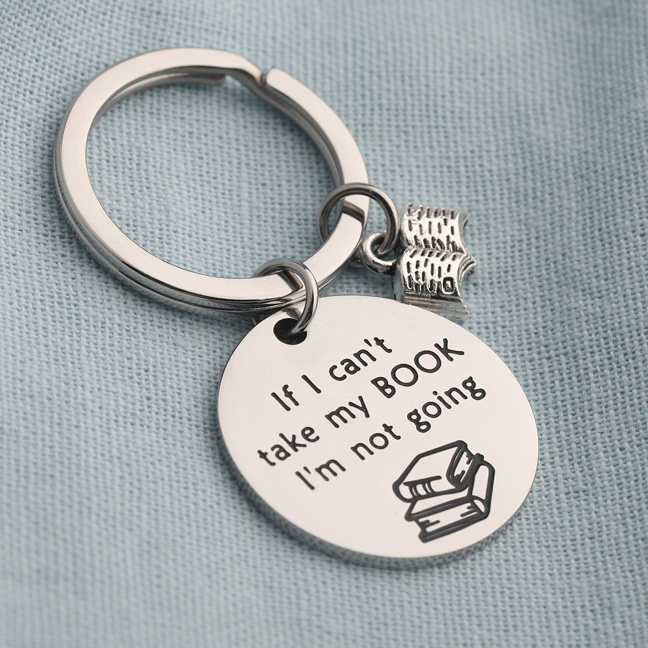 BEKECH Book Lover Gift Bookworm Gift If I Can't Take My Book I'm Not Going Keychain Reading Book Jewelry for Reader Writers Bibliophile Librarian (silver)