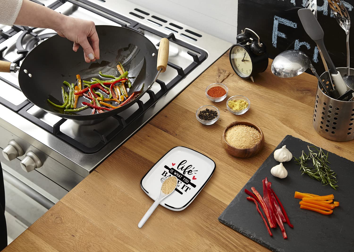 Ceramic Egg Beaters Rest Life Is What You Bake It. Durable Rest for Cooking Spoons, Heat-Resistant Spoon Rest for Baking Enthusiasts