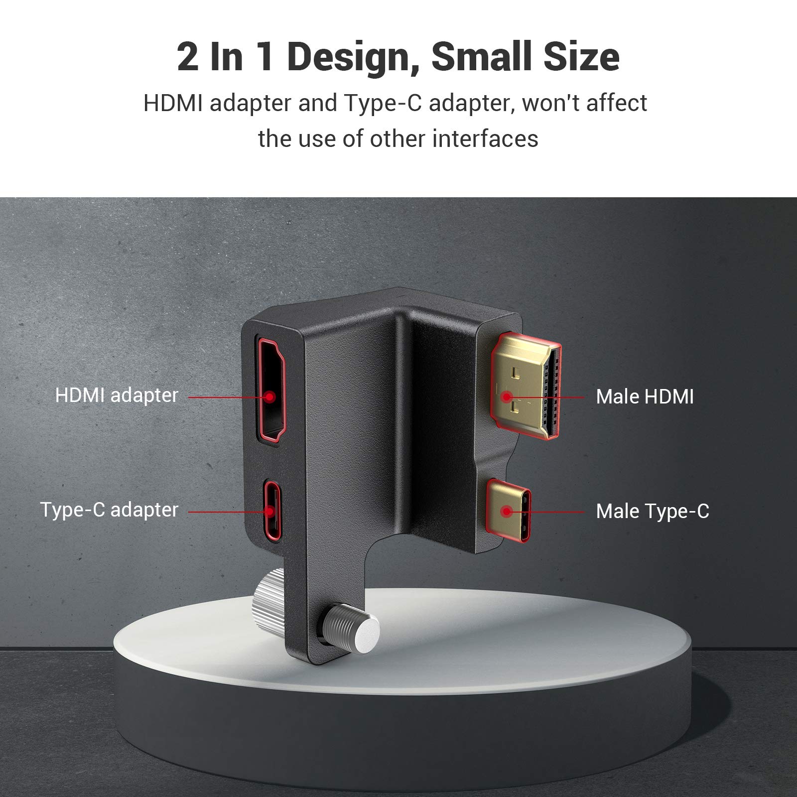 SmallRig Right-Angle Adapter for USB-C, Only for Blackmagic Pocket Cinema Camera BMPCC 4K Camera Cage - AAA2700