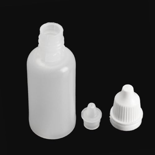 Wowlife Clear 5ml/10ml/8ml/15ml/20ml/30ml/50ml White Plastic Empty Squeezable Dropper Bottles 50 Pcs Eye Liquid Dropper with Caps (30ml)